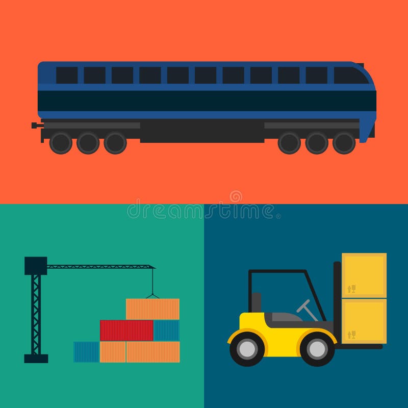 Logistics and Transportation Icon Set Stock Vector - Illustration of ...