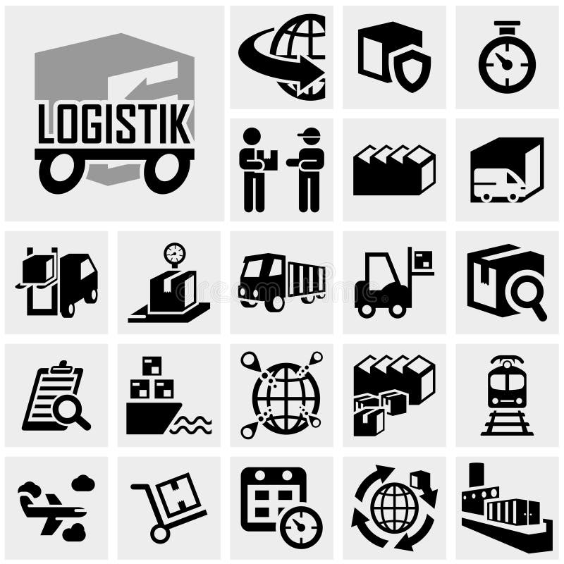 Logistics Vector Icon Set on Gray Stock Vector - Illustration of cargo ...