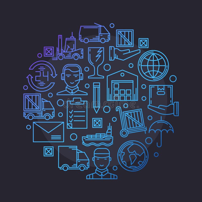 Global Logistics Circular Symbol Stock Vector - Illustration of crate ...