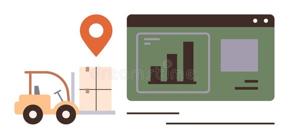 Logistics Visualization with Forklift, Cargo Box, Location Marker, and ...