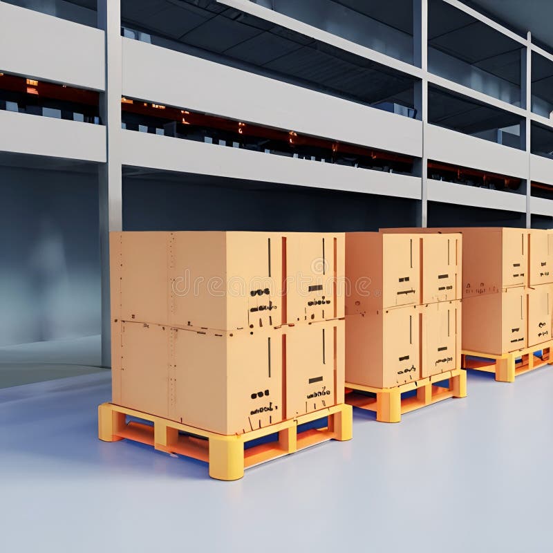 Logistics Warehouse Concept Pallets of Food Ready for Delivery Stock ...