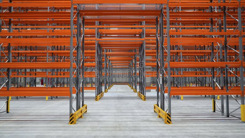 Logistics Warehouse with Empty High Racks Stock Image - Image of ...