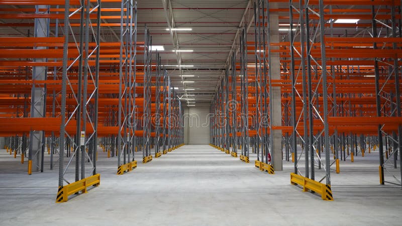 Logistics Warehouse with Empty High Racks Stock Photo - Image of ...