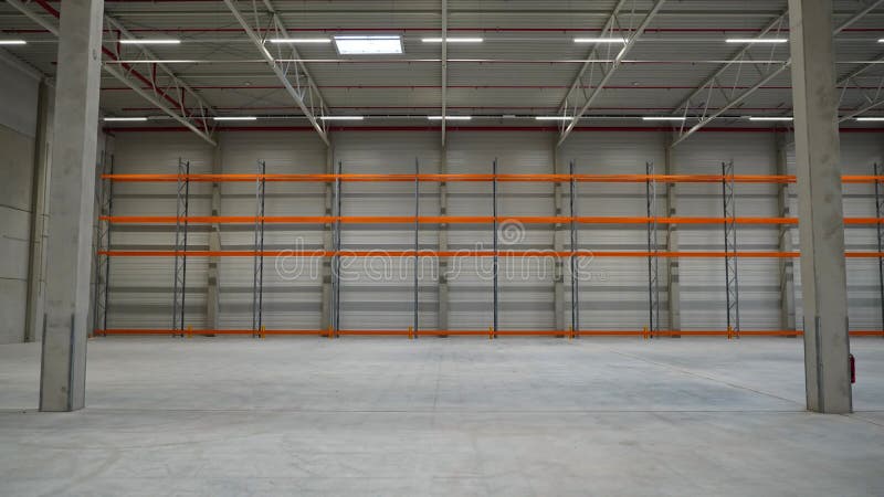 Logistics Warehouse with Empty High Racks Stock Image - Image of modern ...