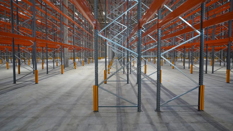 Logistics Warehouse with Empty High Racks Stock Image - Image of ...
