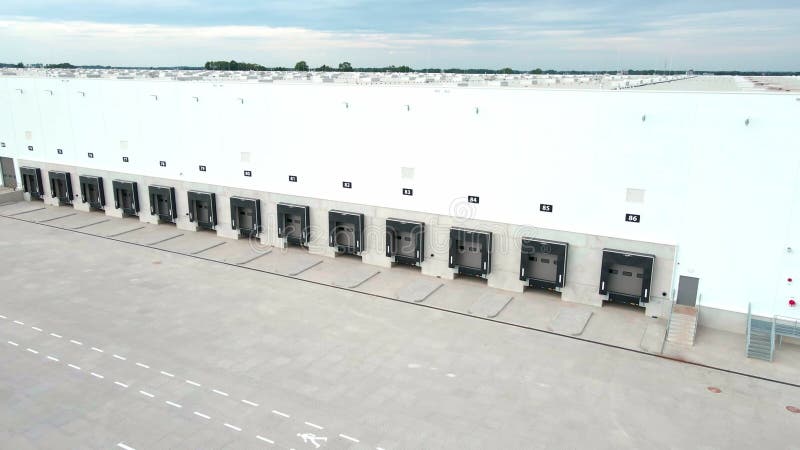 Logistics Warehouse Exterior with Loading Platforms, Aerial View Stock Video - Video of facility ...