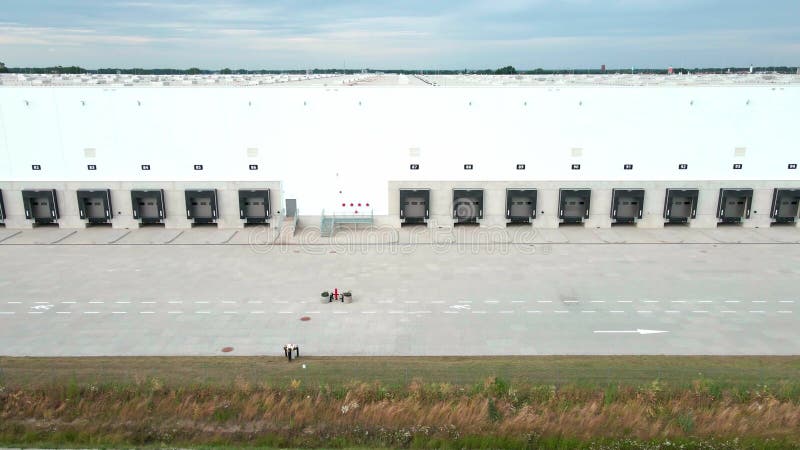 Logistics Warehouse Exterior with Loading Platforms, Aerial View Stock ...