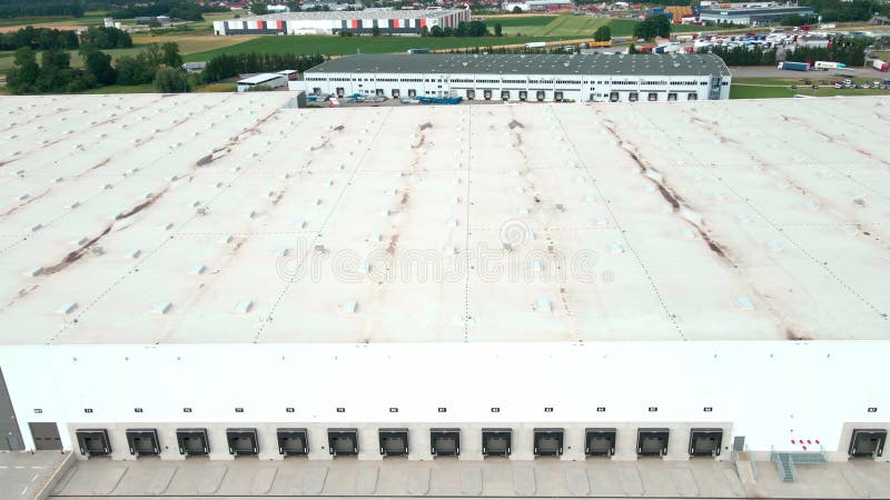 Logistics Warehouse Exterior with Loading Platforms, Aerial View Stock Video - Video of building ...