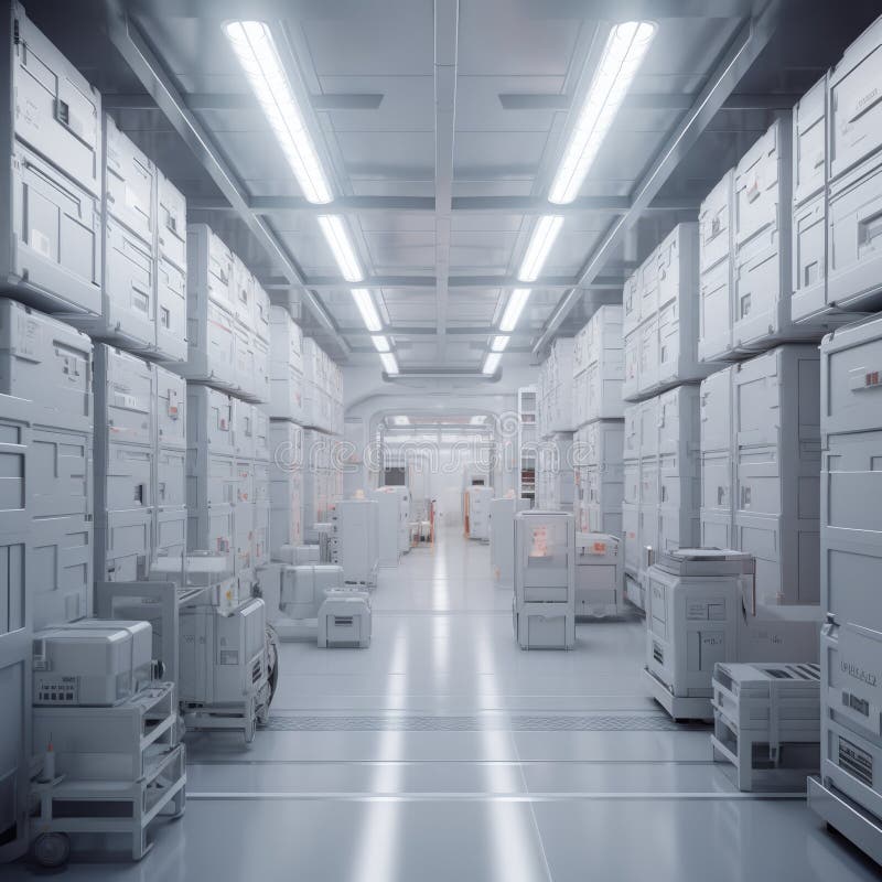 The Logistics Warehouse of the Future Stock Illustration - Illustration ...