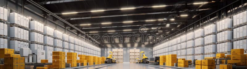 The Logistics Warehouse of the Future Stock Illustration - Illustration ...