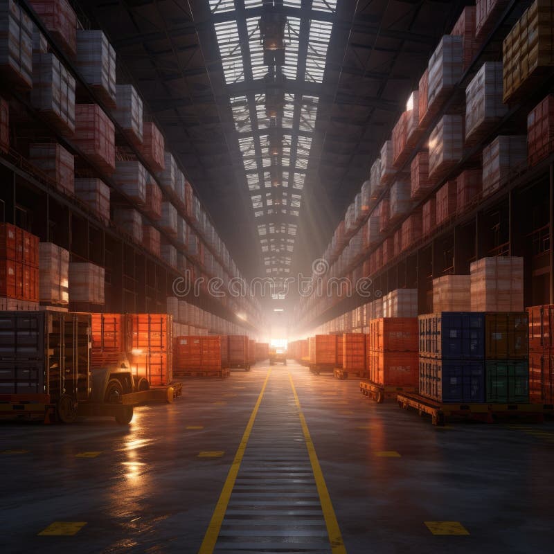 The Logistics Warehouse of the Future Stock Illustration - Illustration ...