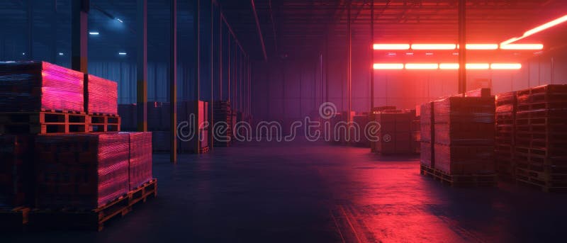 Logistics Warehouse Interior with Prepared Pallets for Dispatch at ...