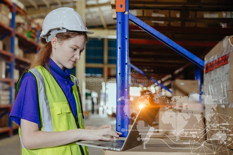 Logistics Warehouse Management Industry Clerk Worker Using Inventory ...