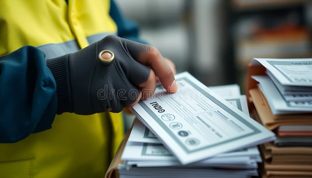 Logistics Worker Handling Shipping Documents and Packages Stock Illustration - Illustration of ...