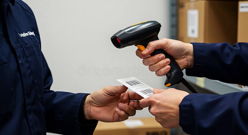 Logistics Worker Scanning Barcode for Inventory Management Stock ...