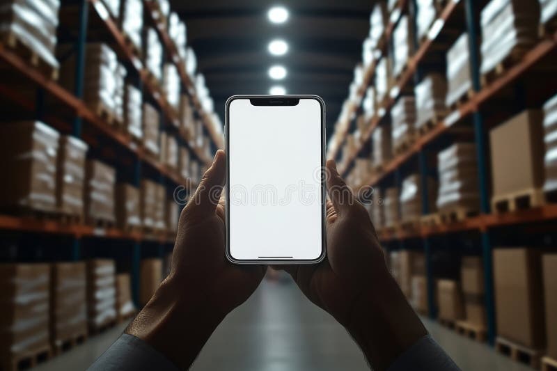 A Logistics Worker in a Warehouse Utilizes a Handheld Scanner and Smart ...
