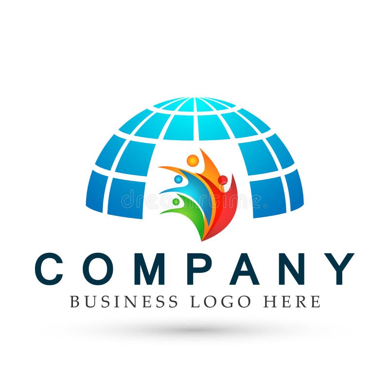 Abstract Globe Colorful People Wellness Together Logo Icon Element ...