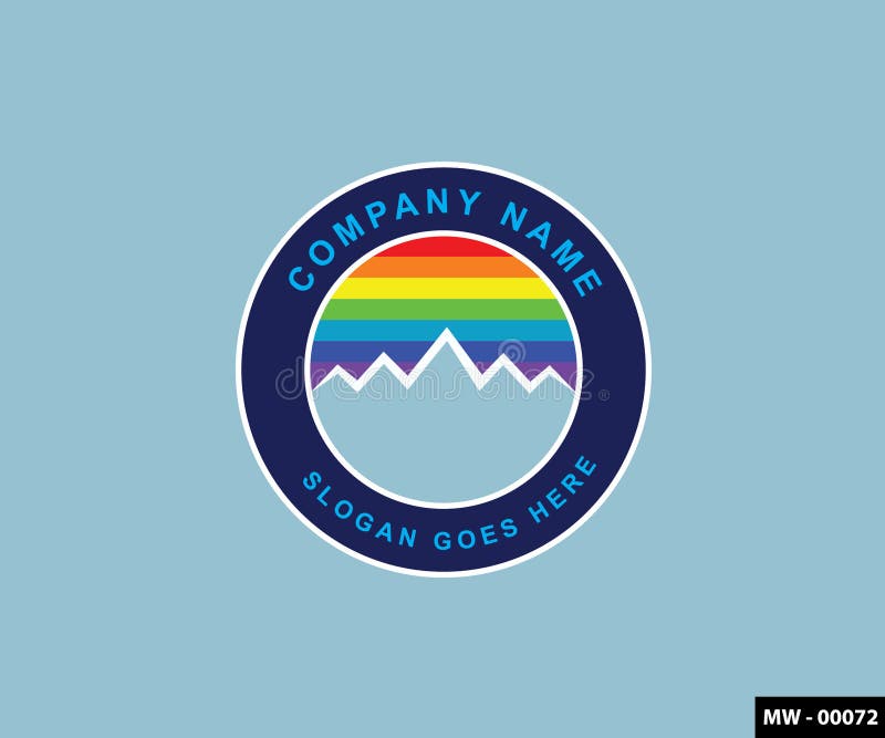 Rock Mountain Logo with Rainbow, Rainbow in Circle Logo Stock ...