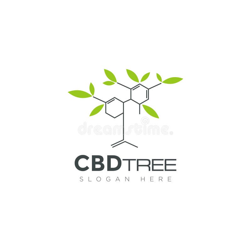 Logo Cbd Tree Formula Cannabidiol Biosynthesis and Leaf Hemp Vector ...