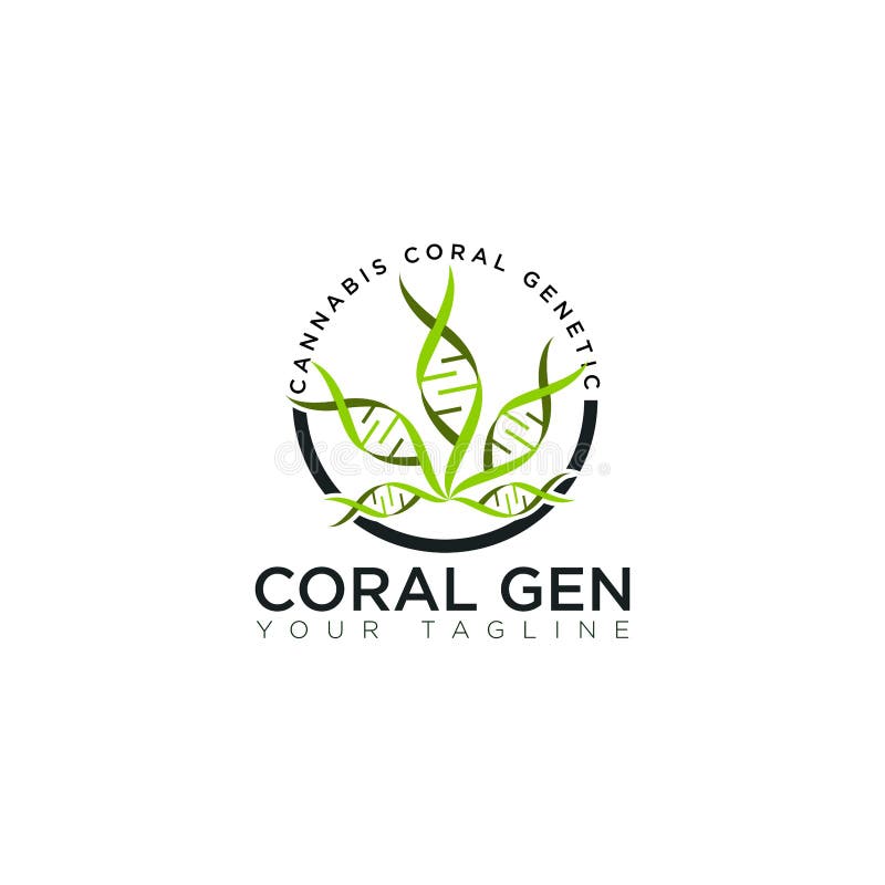 Logo Coral Gen with Leaf Cannabis Genetic Style Vector Stock Vector ...