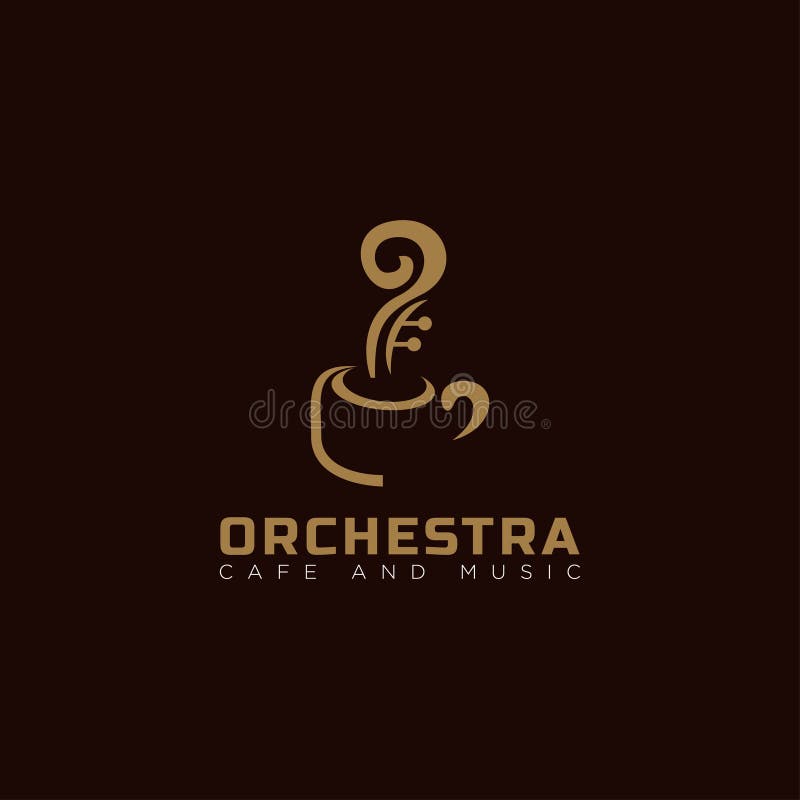 Creative Logo Orchestra, for Music and Cafe with Cup and Smoke Like a ...