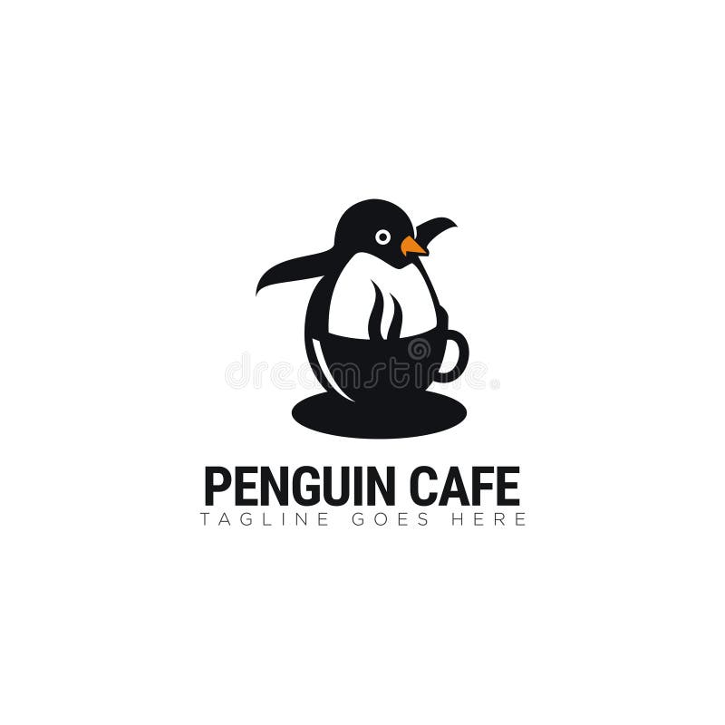 Fun Logo Penguin Cafe, with Cup and Penguin Vector Stock Vector ...