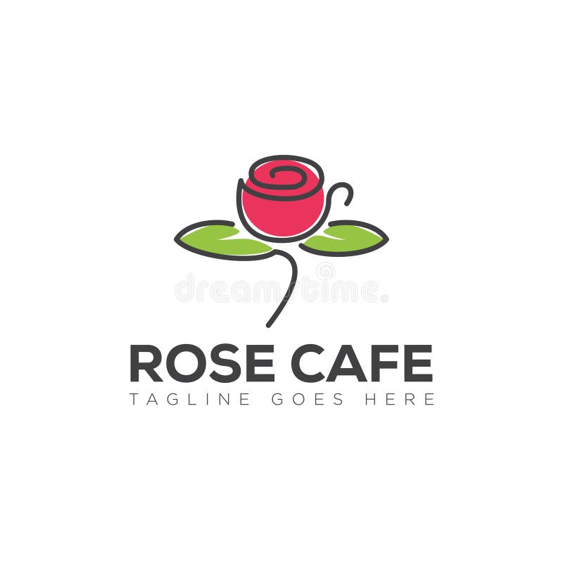 Logo Rose Cafe with Flower Like As Mug Coffee Vector Stock Vector ...