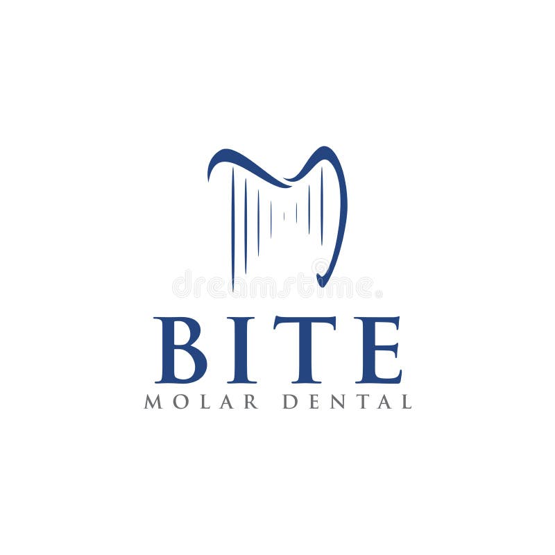 Bite Molar Dental Logo, Abstract Tooth with Initial M As Enamel Lines ...