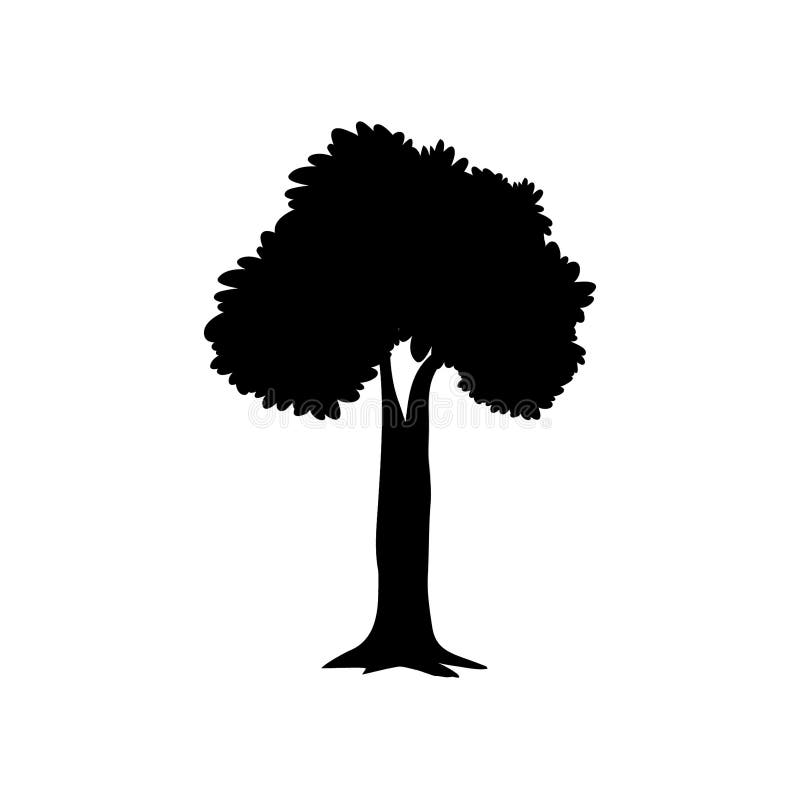 Simple Black Tree Silhouette Illustration Stock Vector - Illustration ...