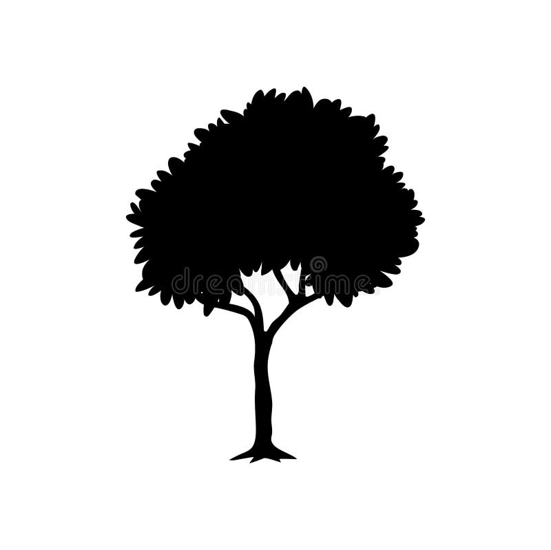 Simple Black Tree Silhouette Illustration Stock Vector - Illustration ...