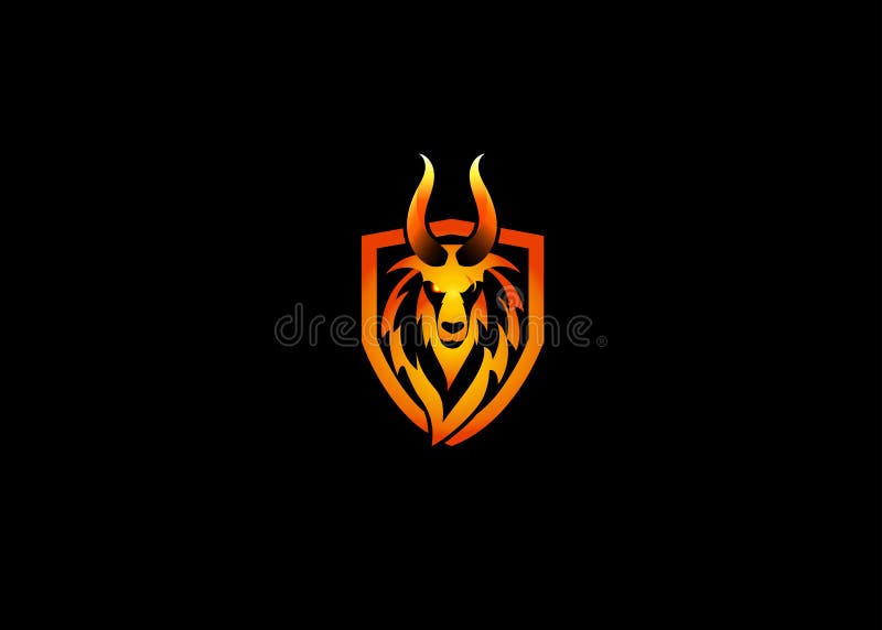 Mountain Goat Fire Flame Shield Logo Stock Vector - Illustration of ...
