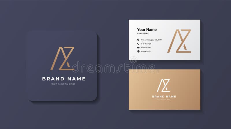 Premium Letter AZ Logo with Golden Design Stock Vector - Illustration ...