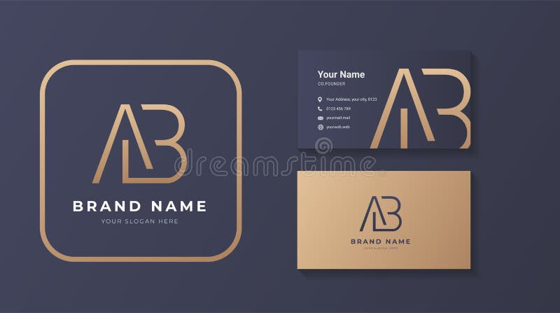 Premium Letter AB Logo with Golden Design Stock Vector - Illustration ...