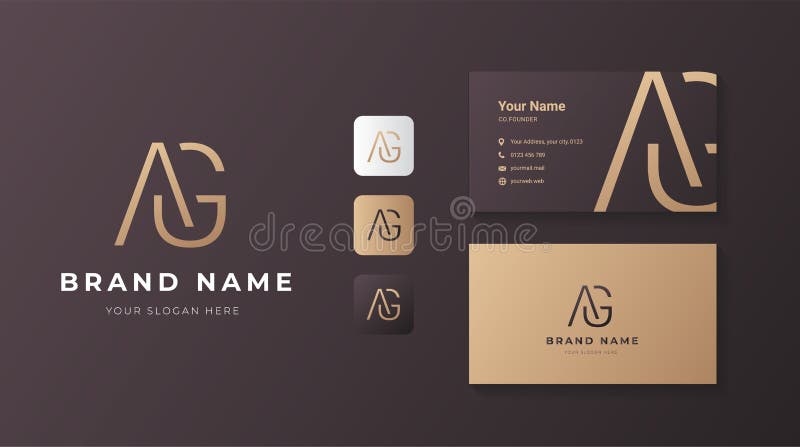 Premium Letter AG Logo with Golden Design Stock Vector - Illustration ...