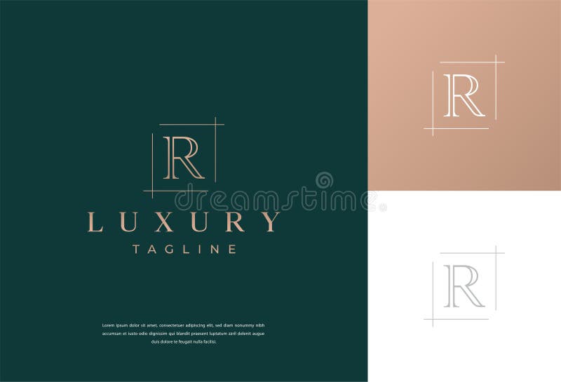 Letter R and Floral Initials Logo Design in Luxury Line Style Stock ...