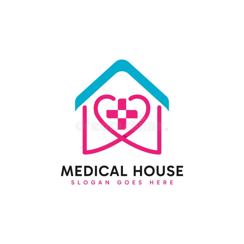 Simple Medical House with Medical House and Heart Symbol Combination ...