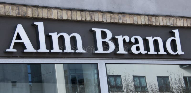 The logo of the Alm Brand editorial photography. Image of display ...