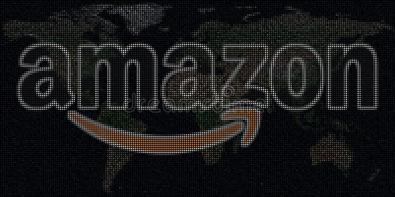 Logo of AMAZON Made with Dots and the World Map. Editorial Conceptual ...