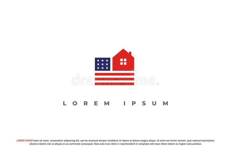 House with American Flag Design Logo Stock Vector - Illustration of ...