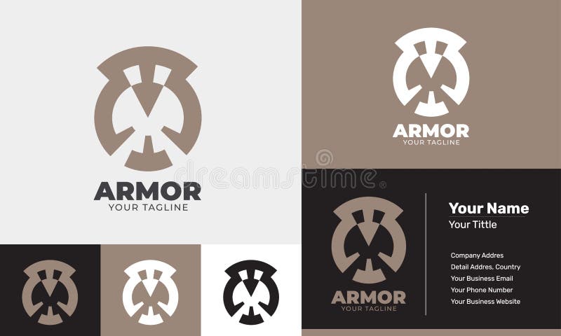 Flat Design Modern Game and Armor Logo Template Stock Vector ...
