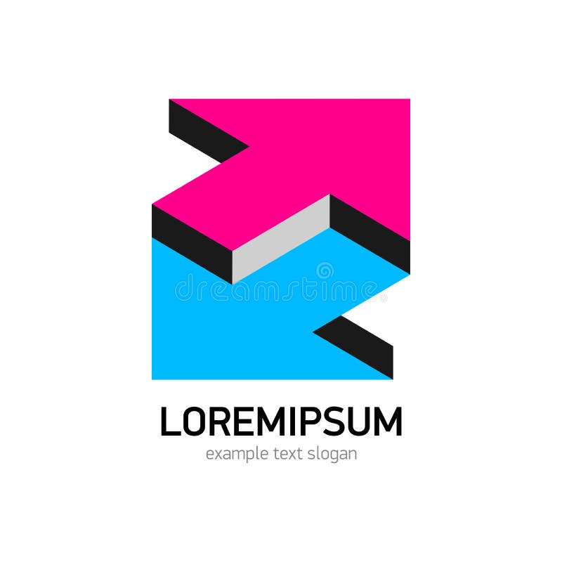 Double Arrow Logo. Pictogram Unreal Objects. Color Pointer in Two ...