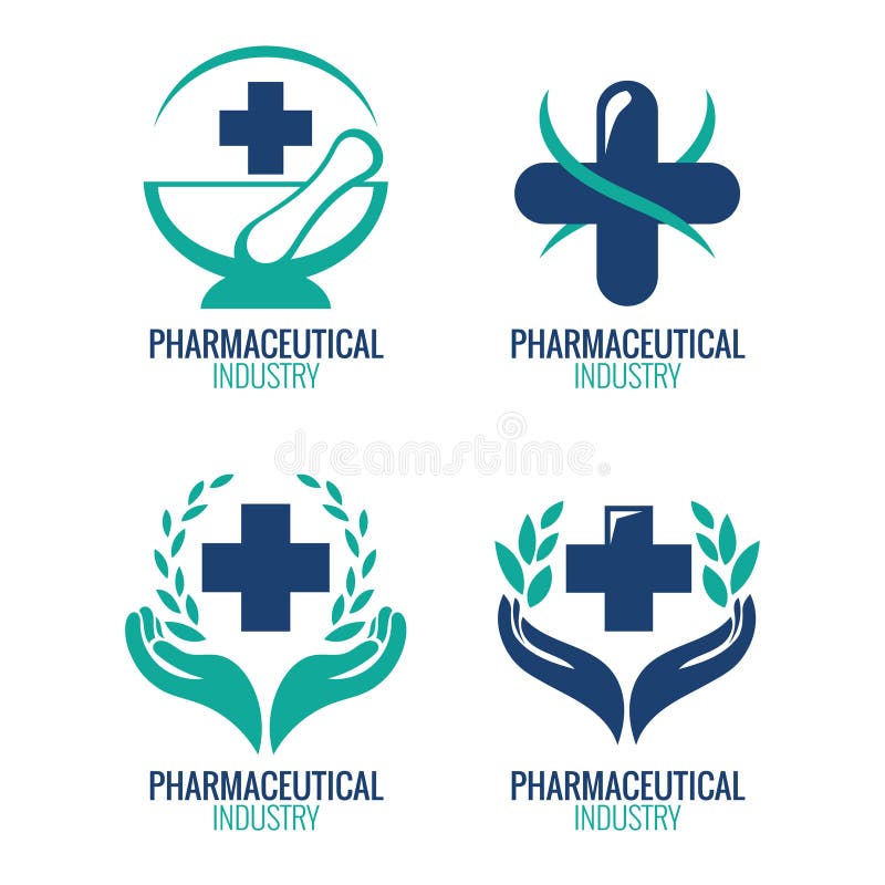 Set of Emblem Medical and Pharmaceutical Industry Stock Vector ...