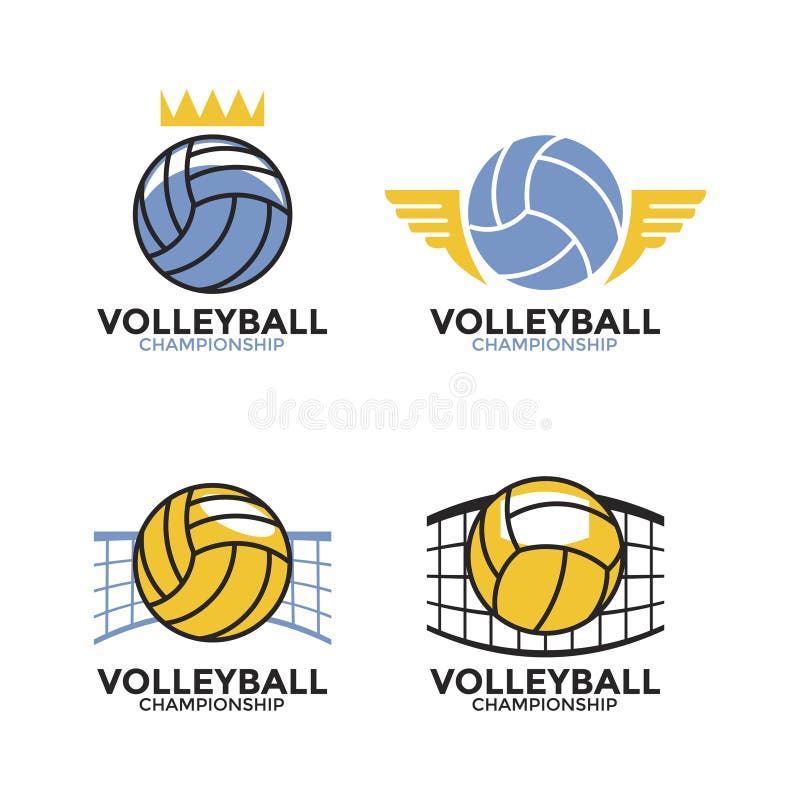 Volleyball Team Emblem Set Design Stock Vector - Illustration of volley ...