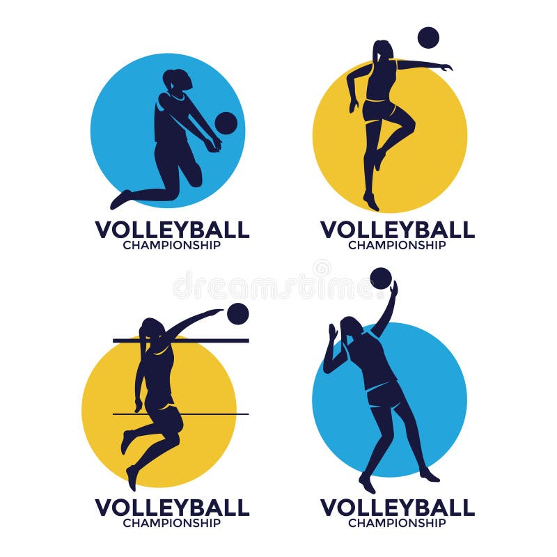 Volleyball Team Emblem Set Design Stock Vector - Illustration of design ...