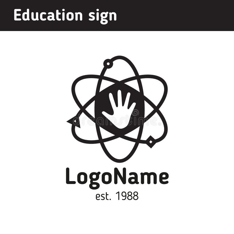 Logo of the Atom with a Hand in the Center Stock Vector - Illustration ...