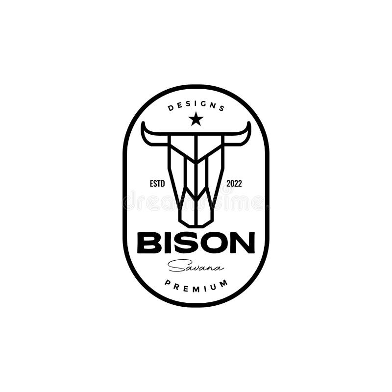 Logo Badge Hipster Line Bison Design Illustration de Vecteur - Illustration du marque, idée ...