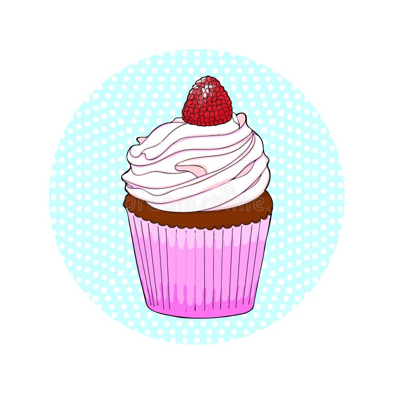 Happy Birthday Card Raspberry Cupcake Stock Illustrations 84 Happy
