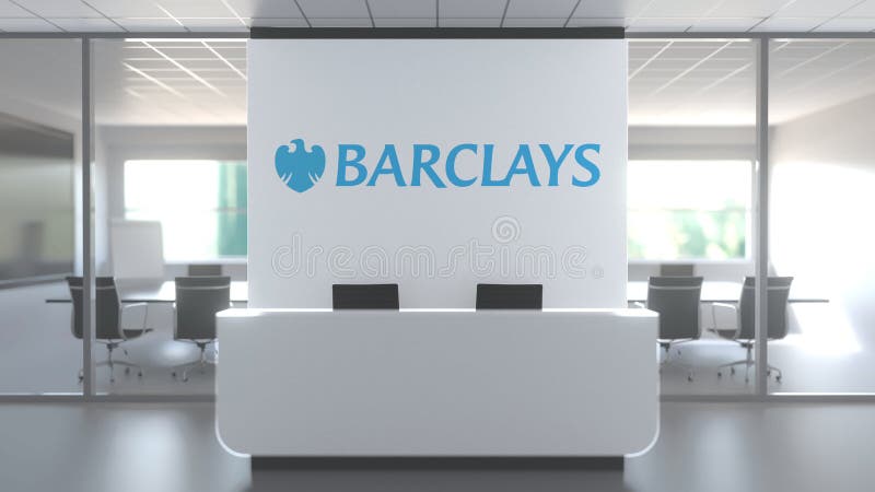 Logo of BARCLAYS on a Stand Against Cloudy Sky, Editorial 3D Rendering ...