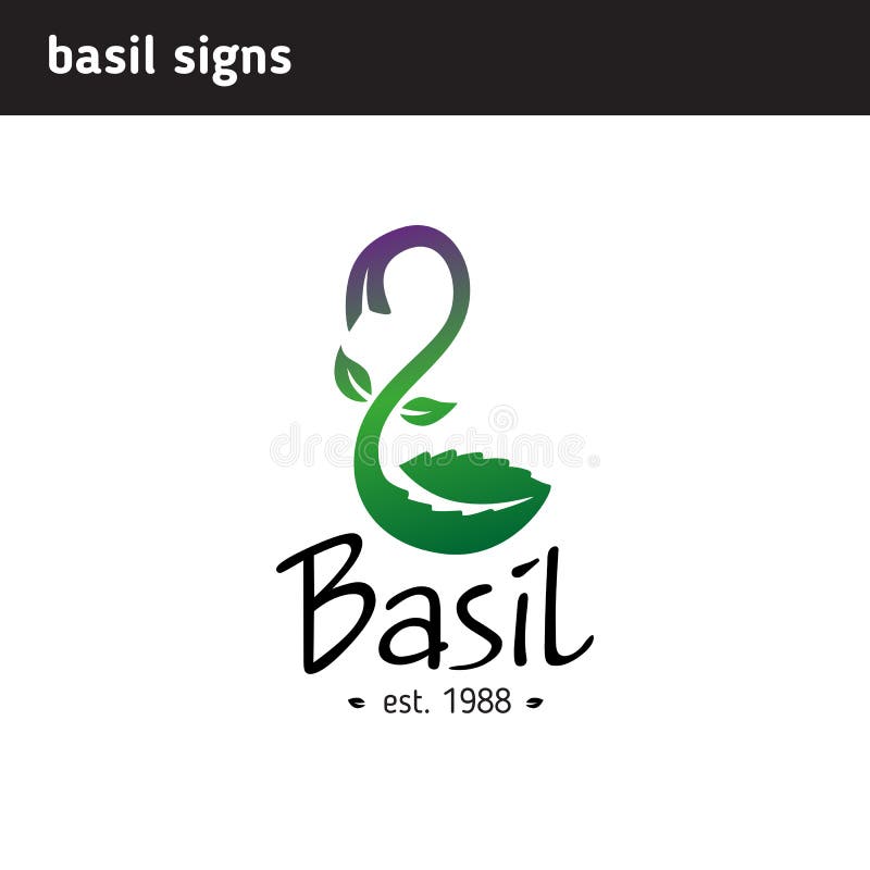 Logo Basil Leaf in the Form of a Scoop Stock Vector - Illustration of ...