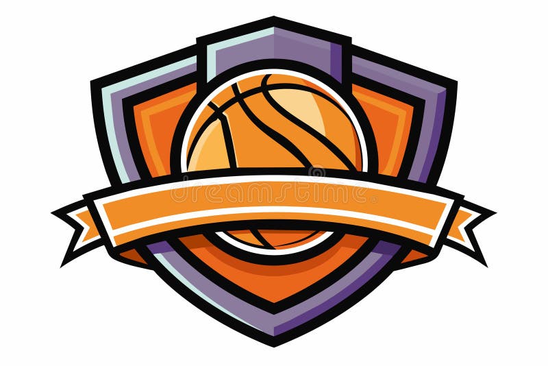 Logo for Basketball Badge with Ribbon and Shield Stock Vector ...